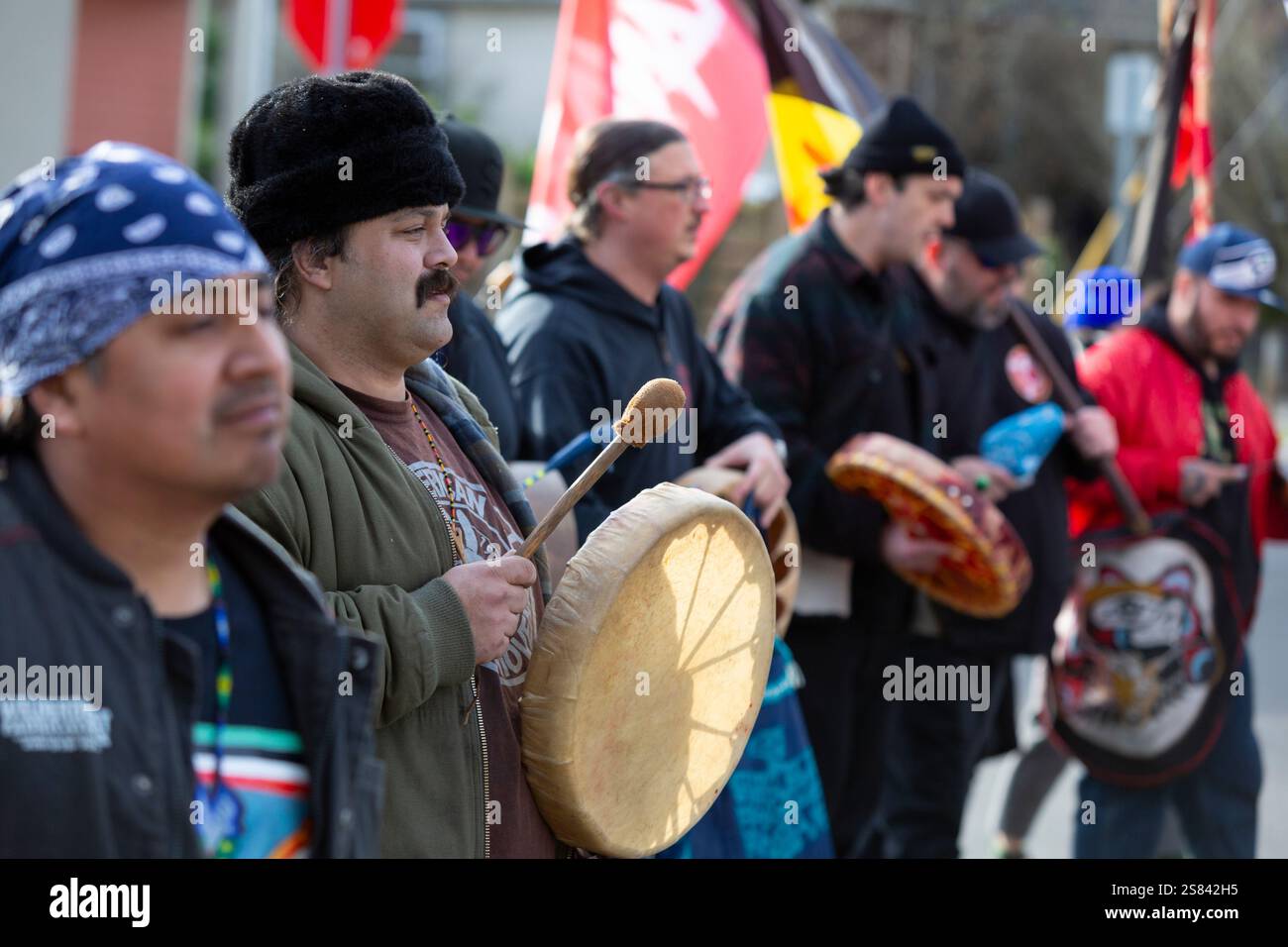Seattle, Washington, USA. 20th January, 2025. A crowd of thousands ...