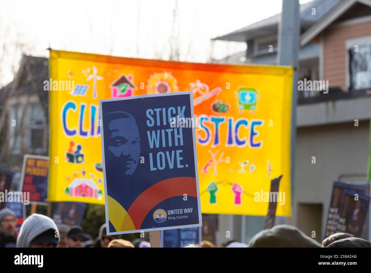 Seattle, Washington, USA. 20th January, 2025. A crowd of thousands ...