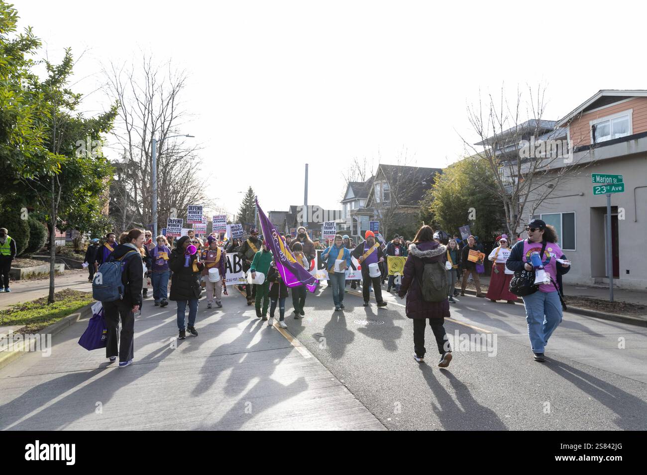 Seattle, Washington, USA. 20th January, 2025. A crowd of thousands ...