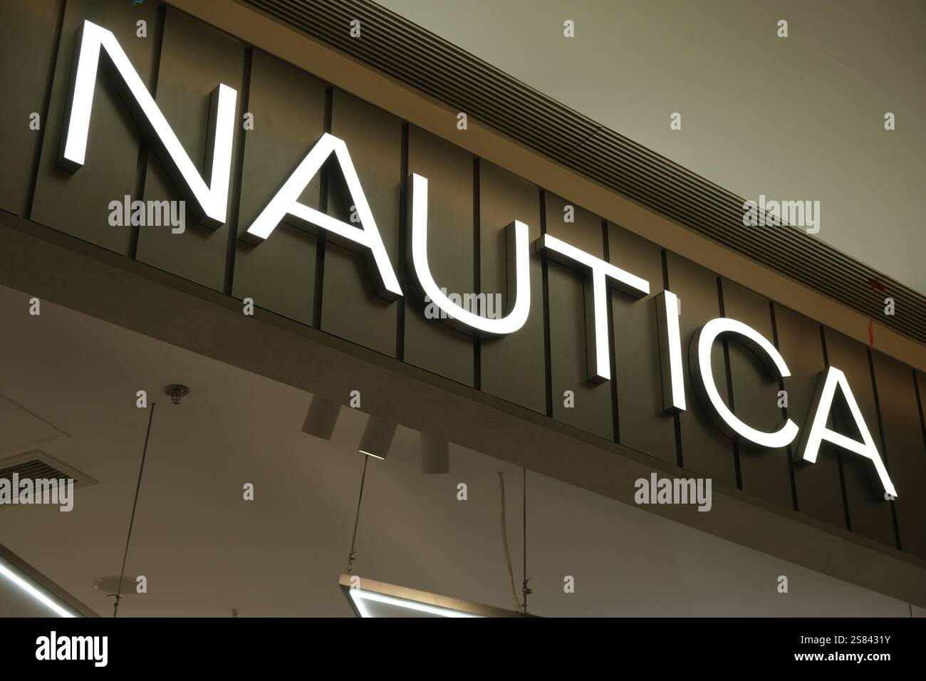 Nautica brand logo store sign Stock Photo - Alamy