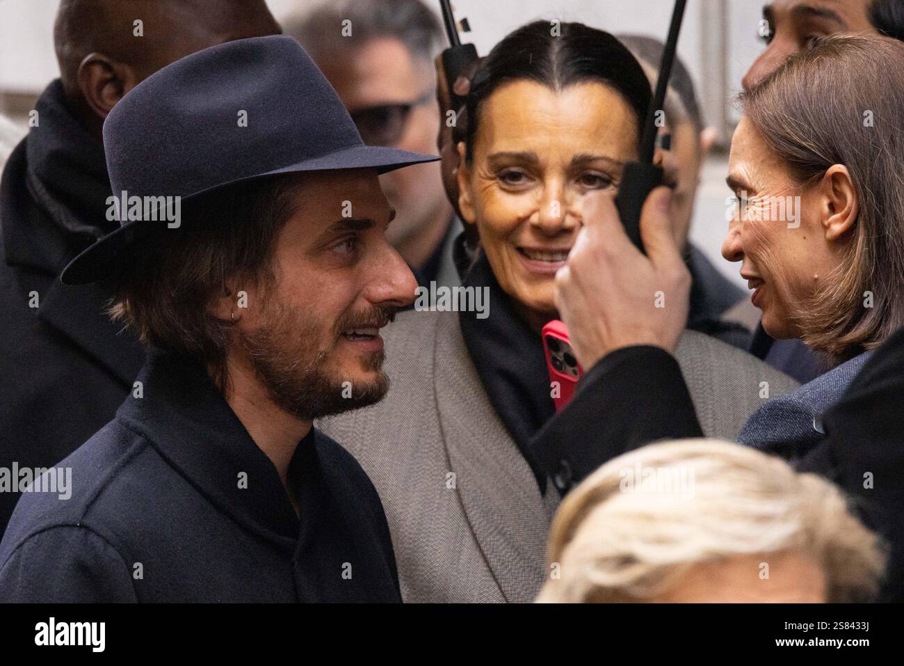 Luca Marinell arrives at the Giorgio Armani fashion show during the ...