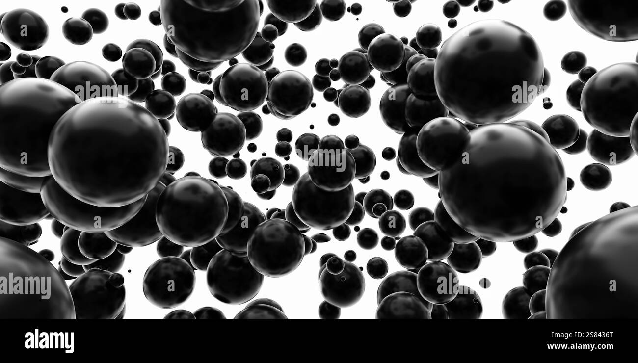 Dynamic Black Spheres on White Background Stock Photo - Alamy