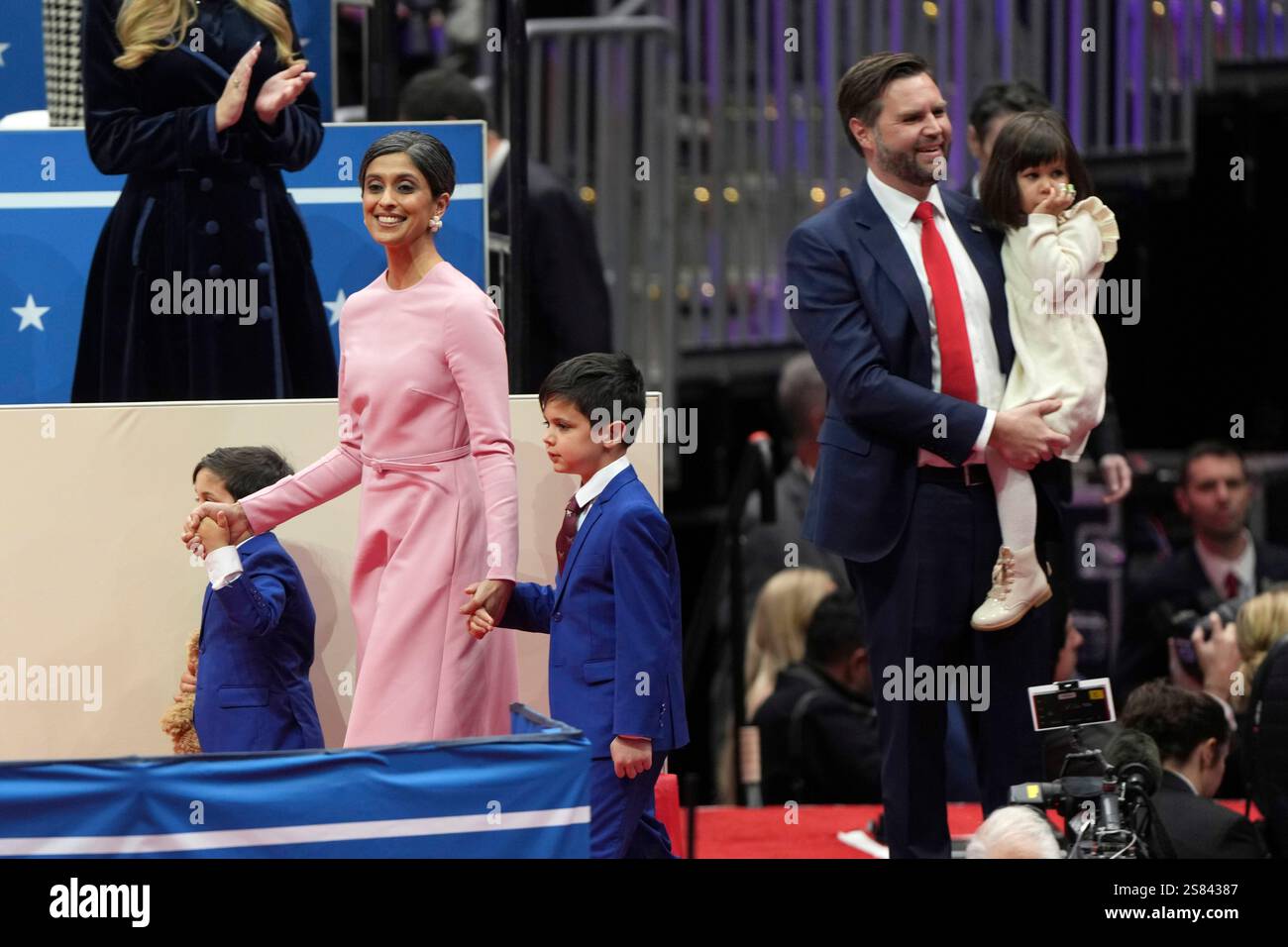 Vice President JD Vance, second right, his wife Usha Vance, second left ...