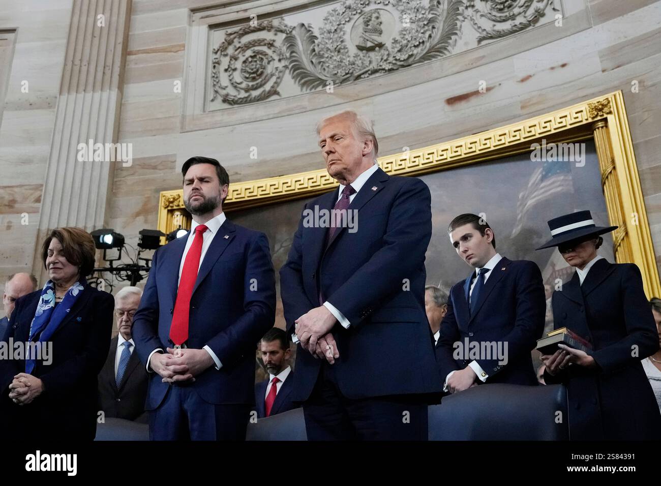 Washington, USA. 20th Jan, 2025. Donald Trump, right, and JD Vance ...