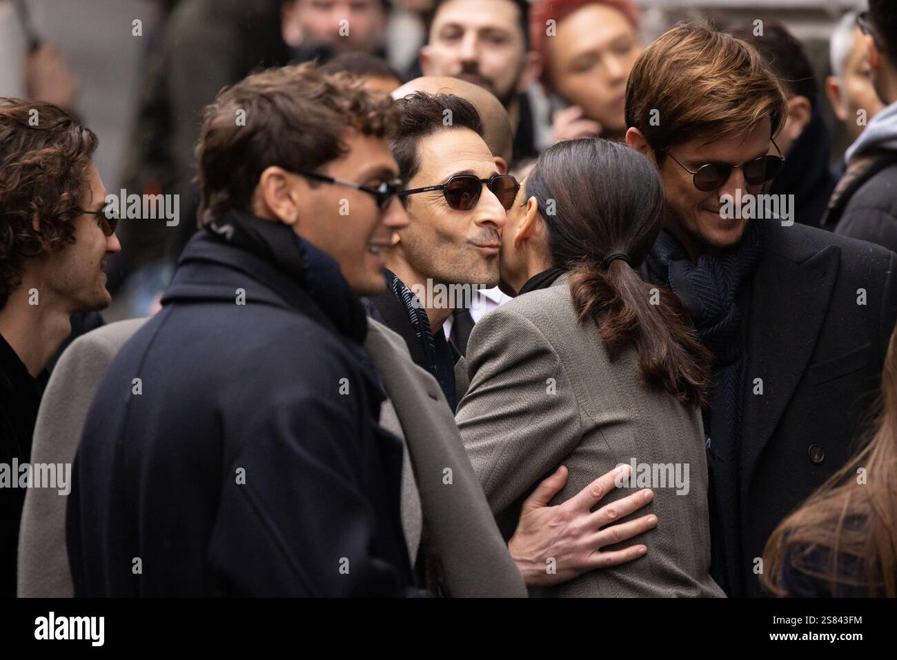 Milan, Italy. 20th Jan, 2025. Adrien Brody arrives at the Giorgio Armani fashion show during the ...
