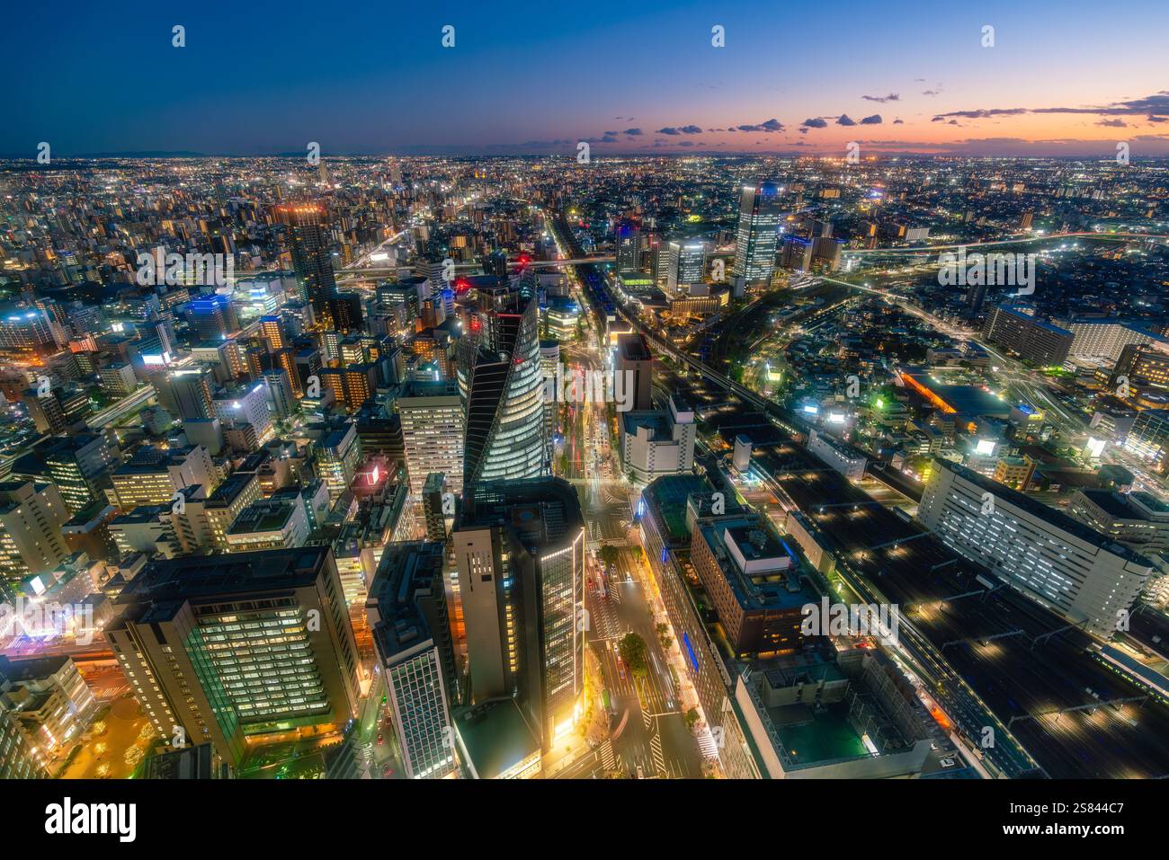 Aerial view of Nagoya in Japan at night Stock Photo - Alamy