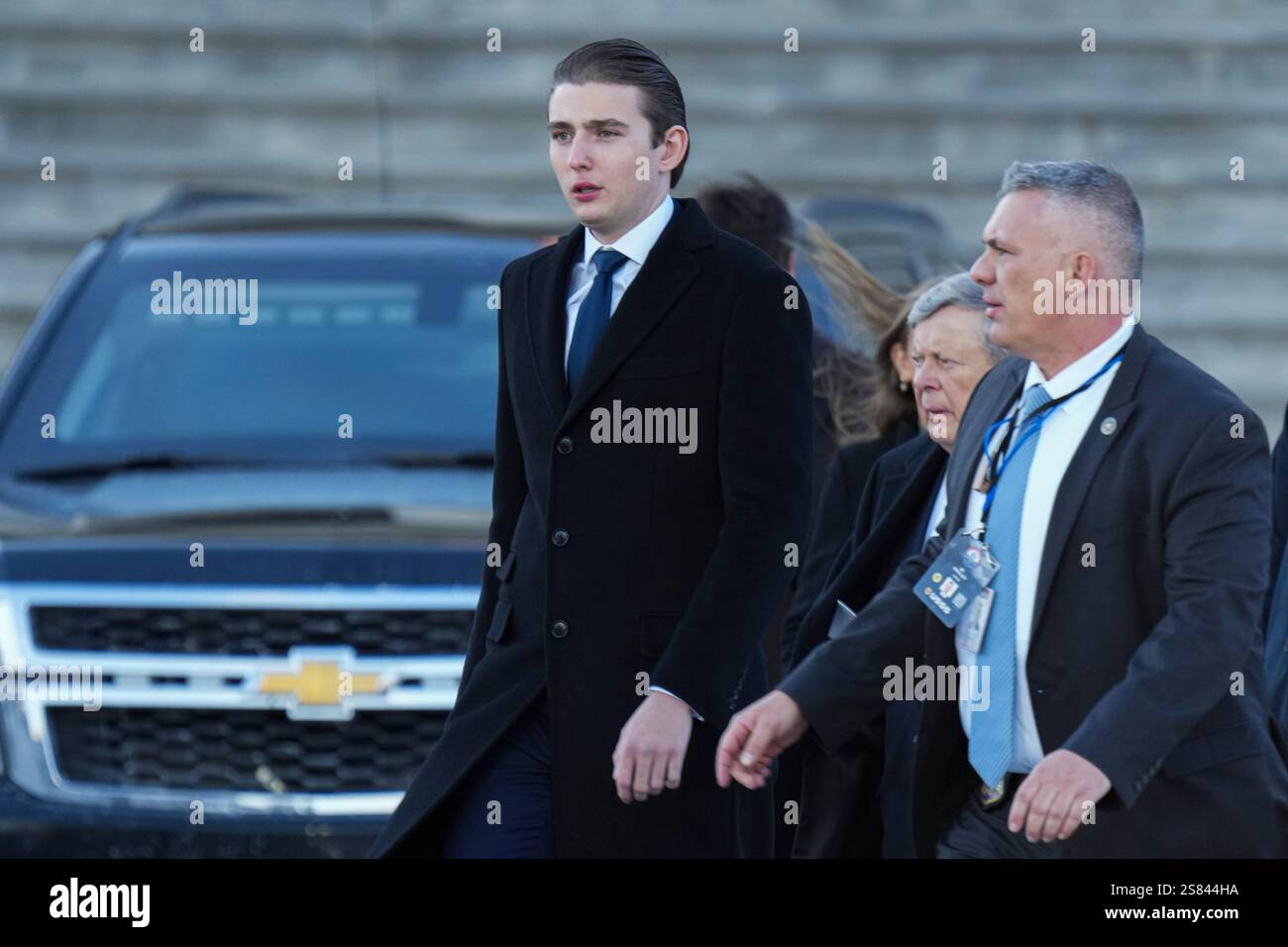 Barron Trump departs from the East Front of the United States Capitol ...