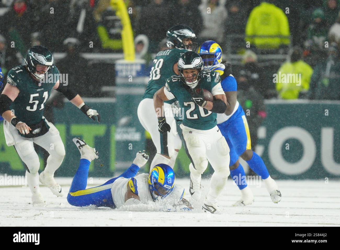 Philadelphia Eagles' Saquon Barkley (26) runs the ball for a touchdown ...