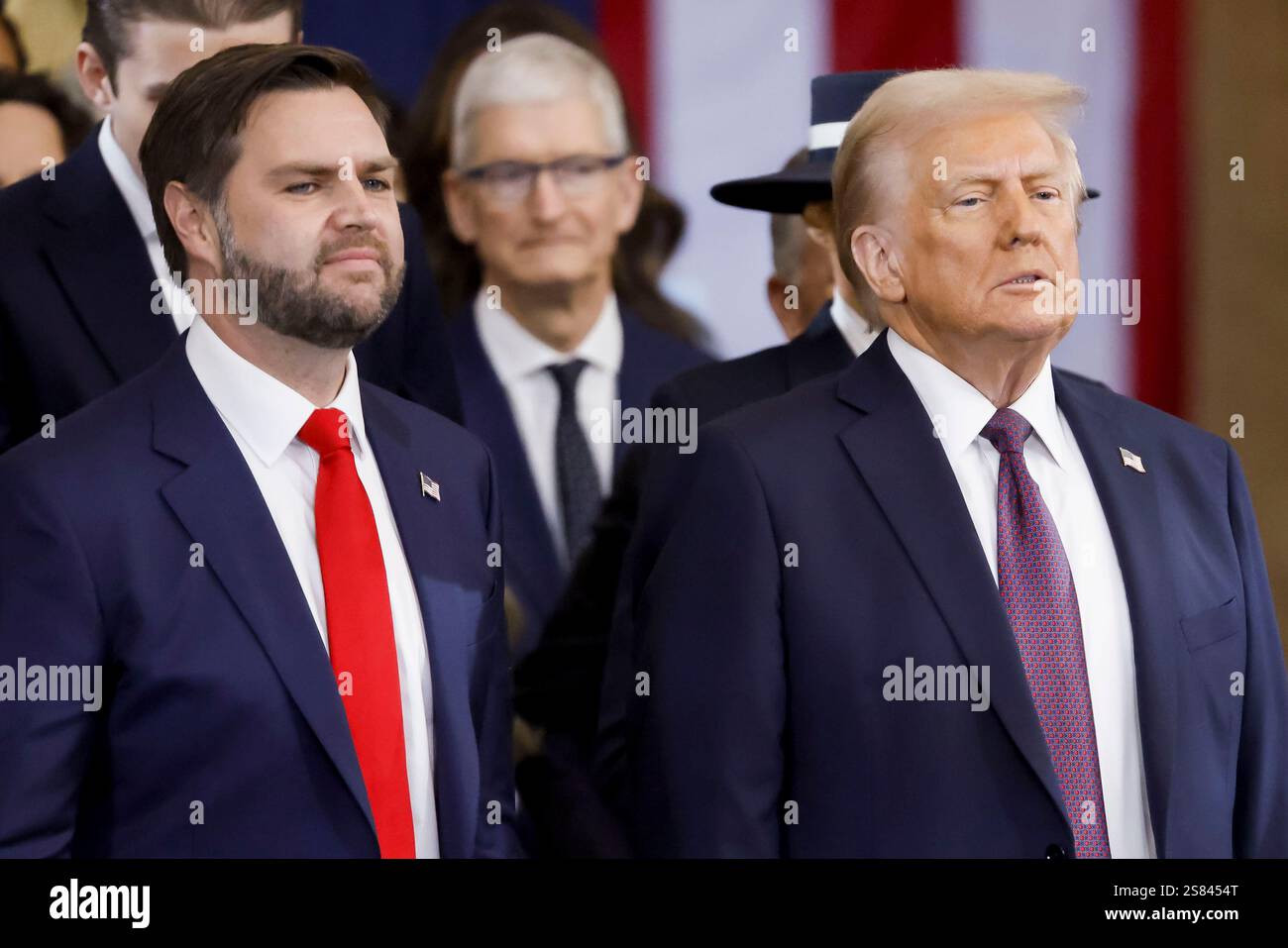 US President Donald Trump (R) and US Vice President JD Vance after ...