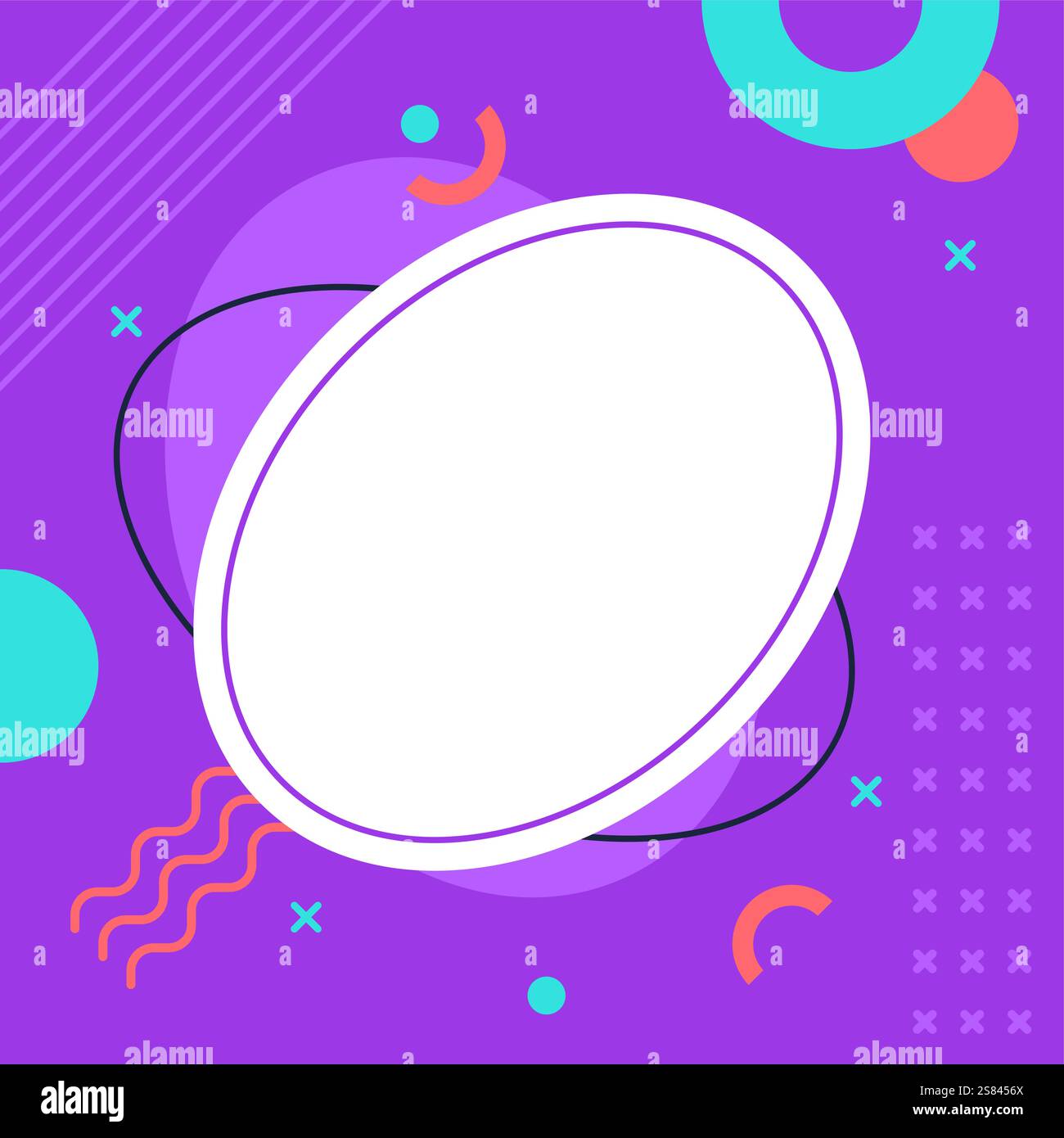 Purple abstract background featuring a prominent white oval frame ...
