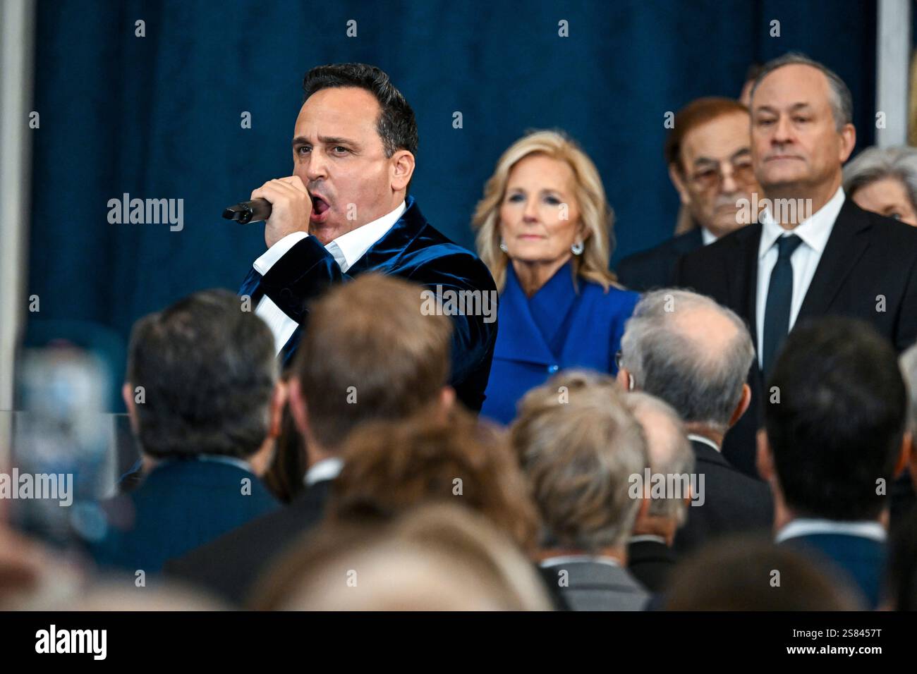 Christopher Macchio performs the national anthem as first lady Jill ...