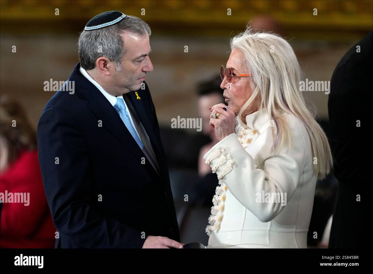 Washington, Dc, USA. 20th Jan, 2025. Rabbi Ari Berman talks with Miriam ...