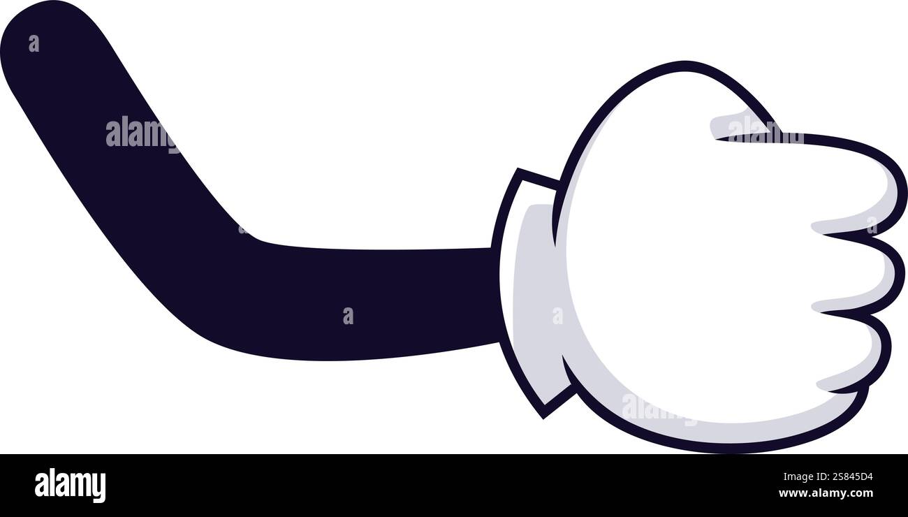 Cartoon arm featuring a clenched fist wearing a glove, making a gesture ...