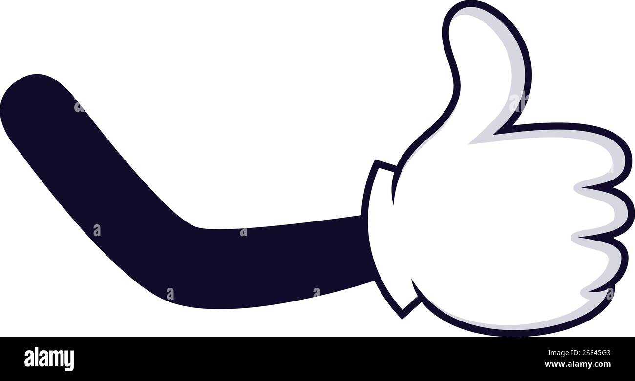 Cartoon hand giving a thumbs up sign, representing approval, agreement ...