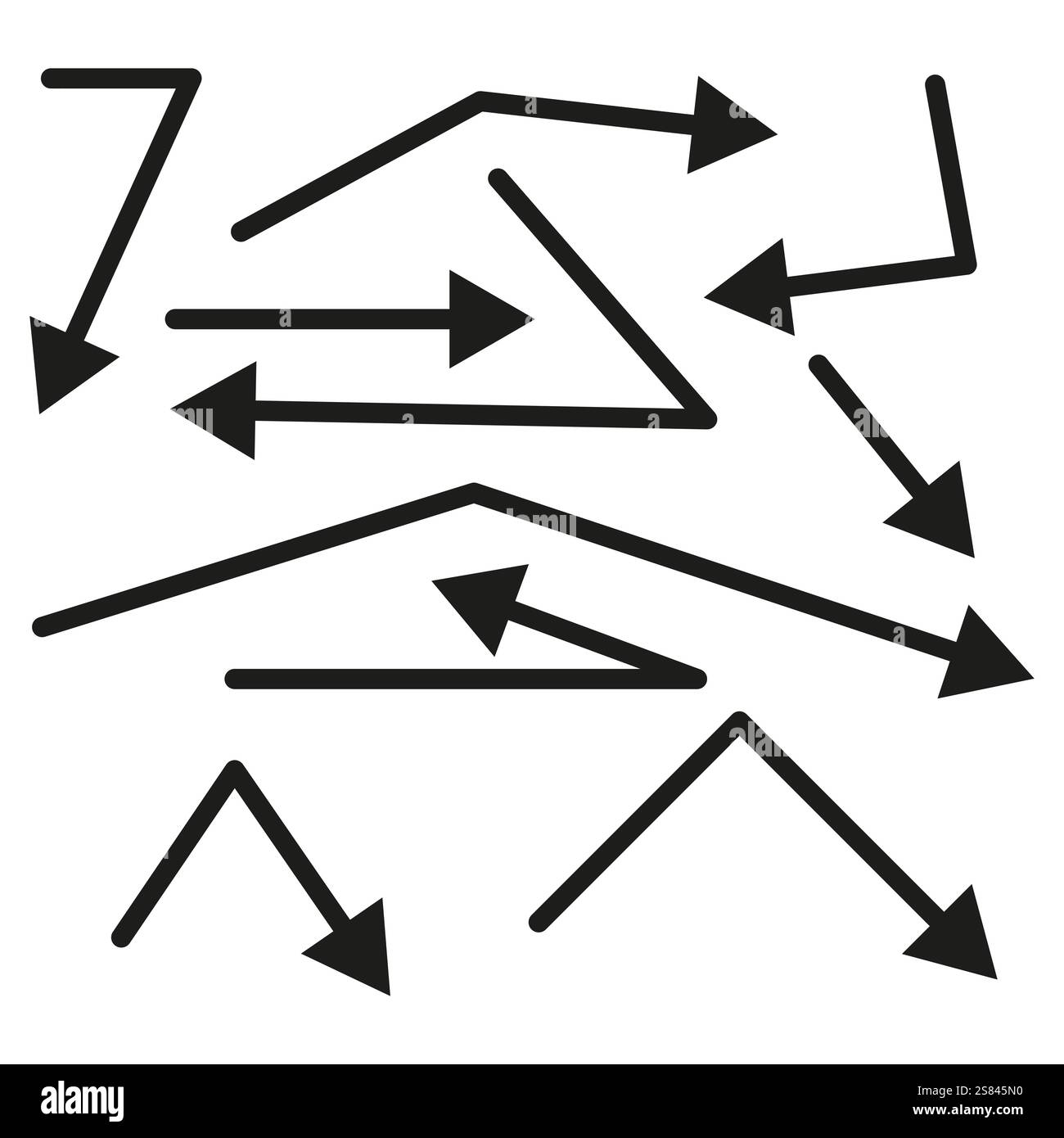 Arrow collection vector. Black pointer shapes. Directional movement icon. Abstract navigation ...