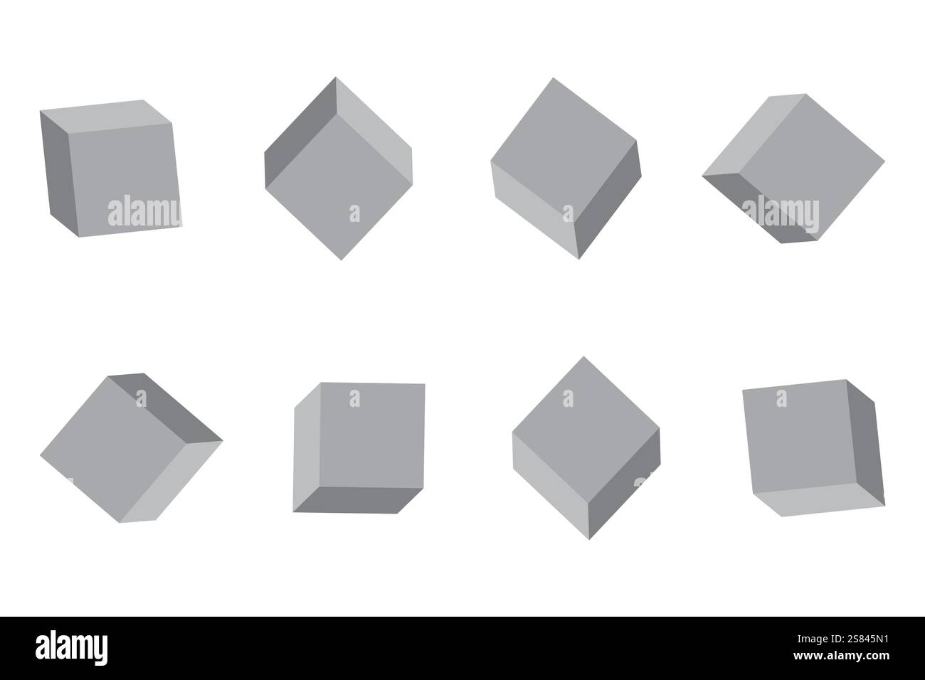 Gray 3D cubes. Geometric abstract shapes. Minimal block design. Vector ...