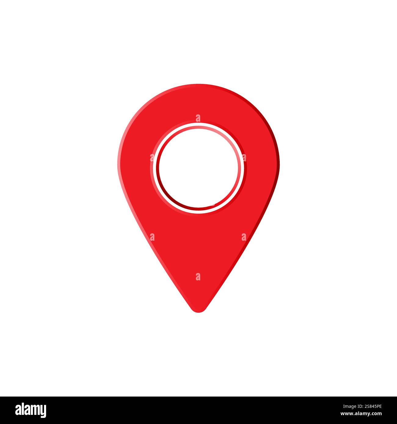 Red location icon. Map pin symbol. Geometric marker shape. White ...