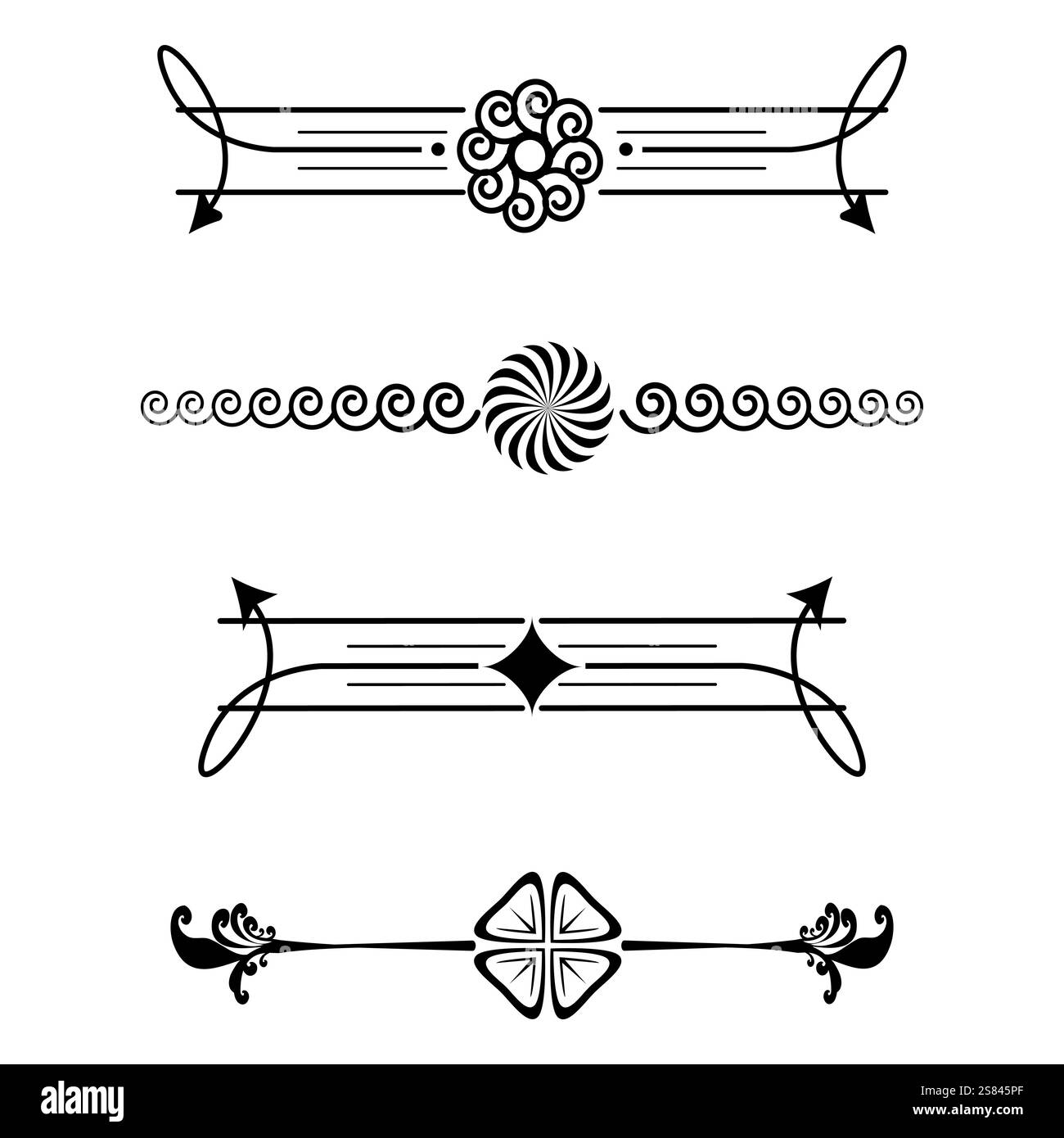 Elegant decorative borders. Ornamental line dividers. Black vintage ...