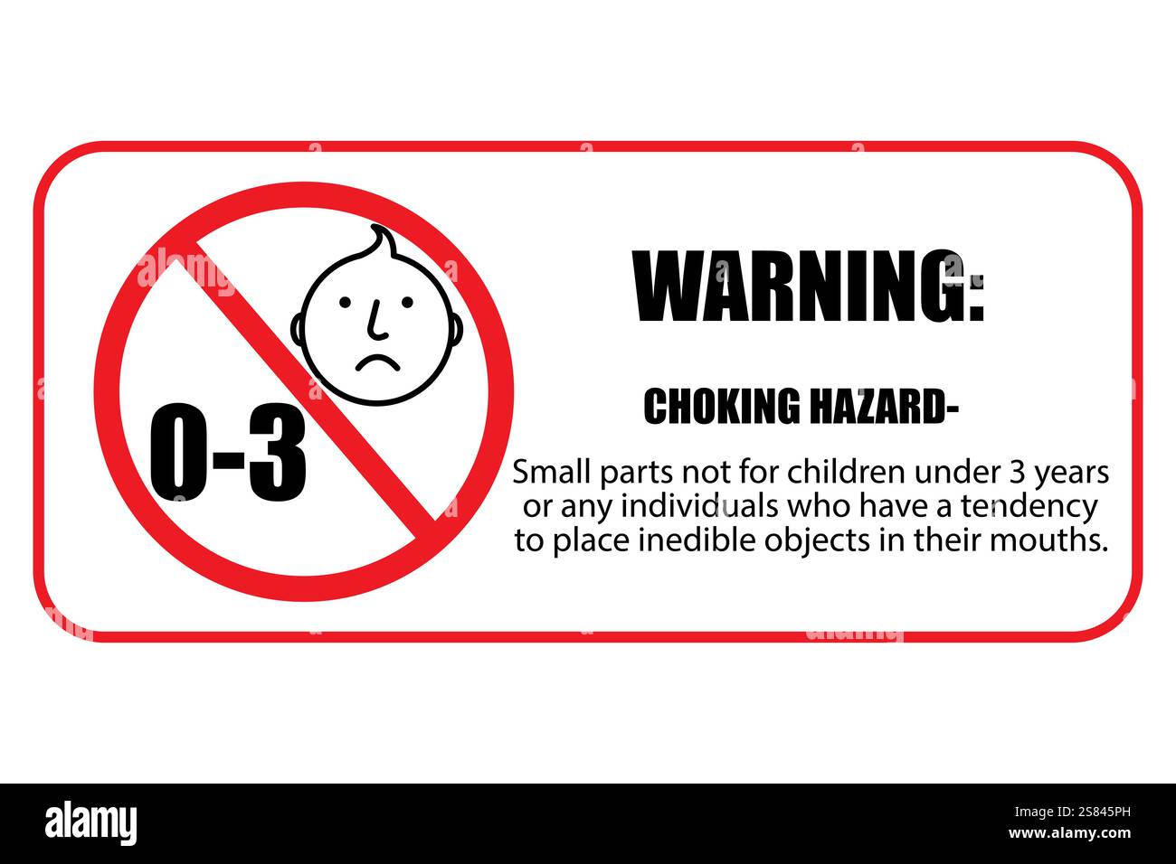 Warning choking hazard. Red prohibited symbol. Small parts warning. 0 ...