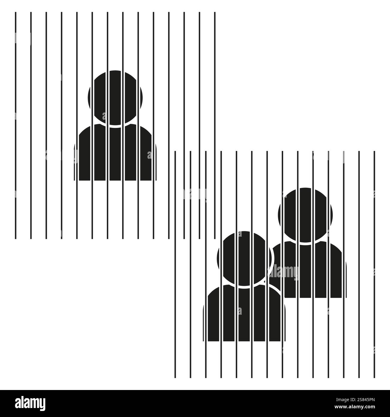 Prisoner icon. Inmate vector silhouette. Behind bars symbol. Black ...