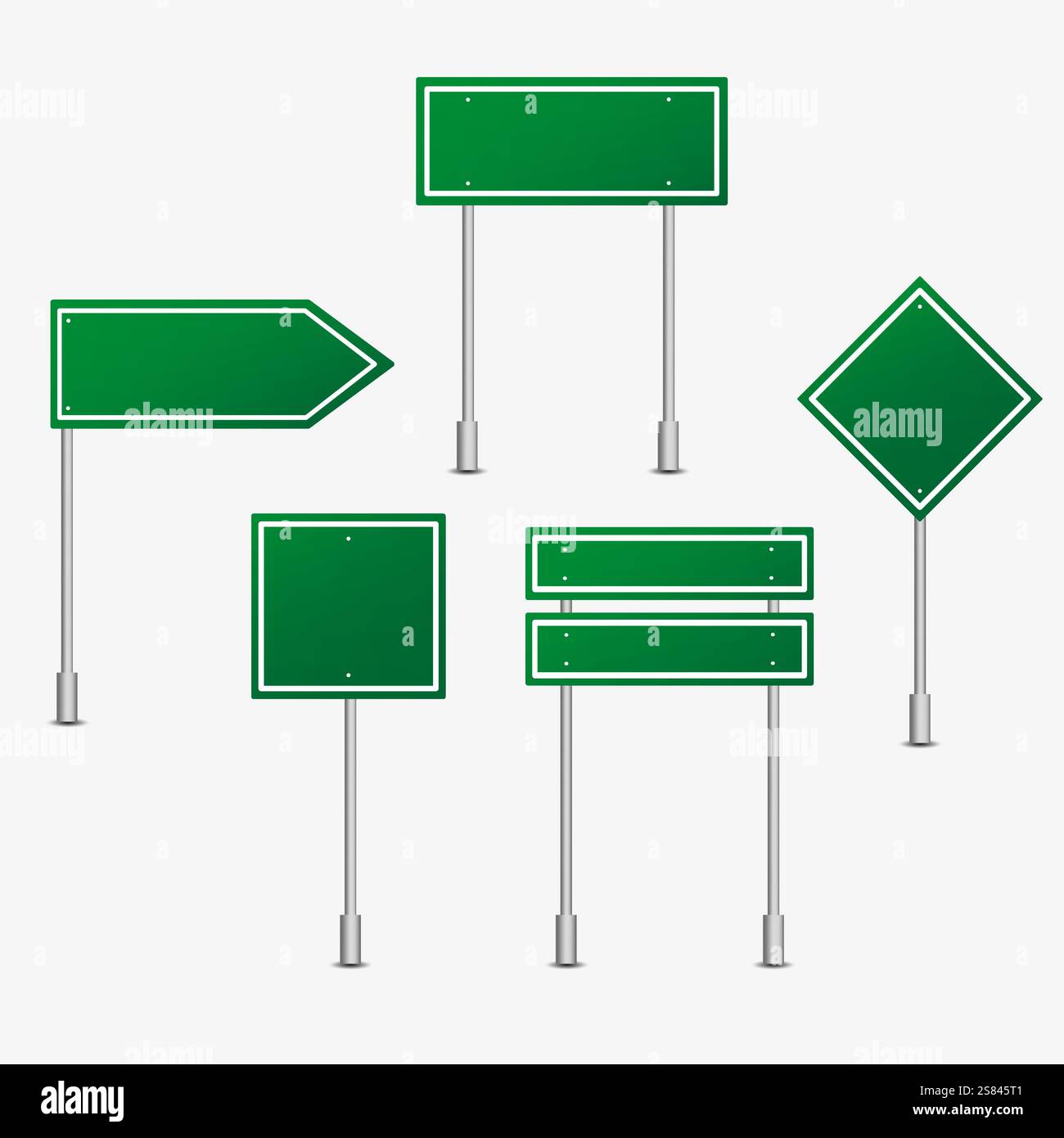 Green road signs. Directional street indicators. Blank navigation boards. Vector shapes Stock ...
