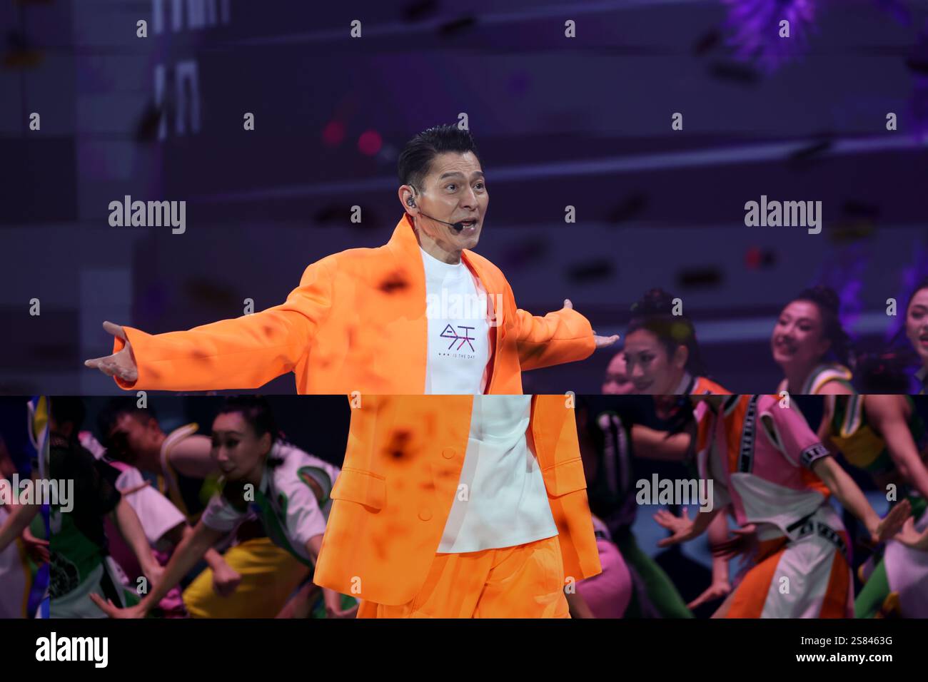 Hong Kong superstar Andy Lau performs in his concert tour on January 10, 2025 at the Hong Kong ...