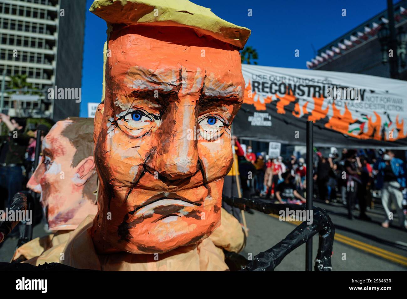 Protesters parade effigies of billionaires Elon Musk and President ...