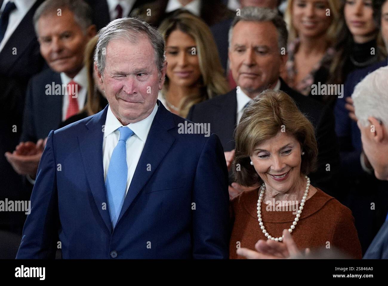 Former President George W. Bush and Laura Bush arrive before the 60th ...