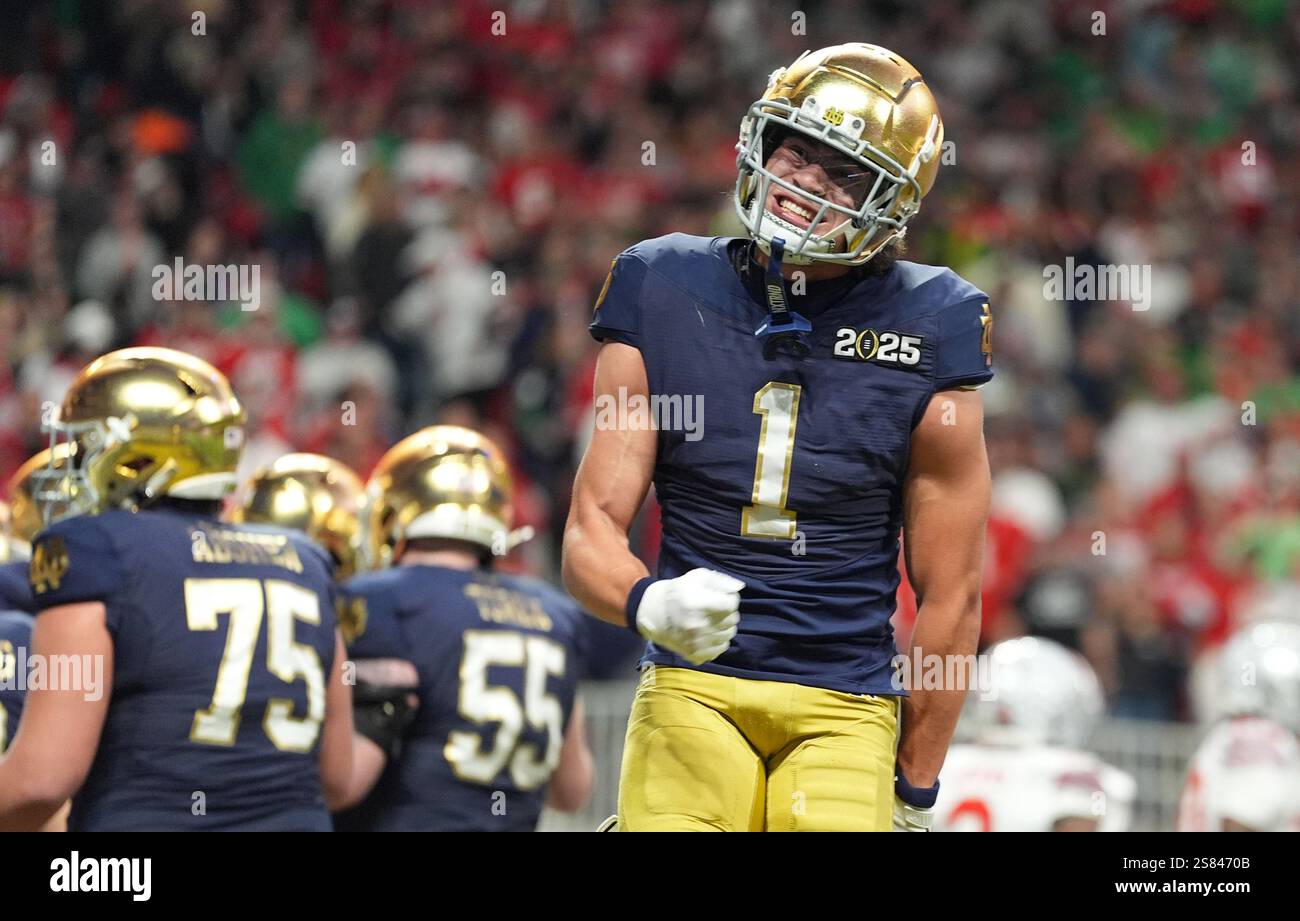 Atlanta, United States. 20th Jan, 2025. Notre Dame wide receiver Jaden ...