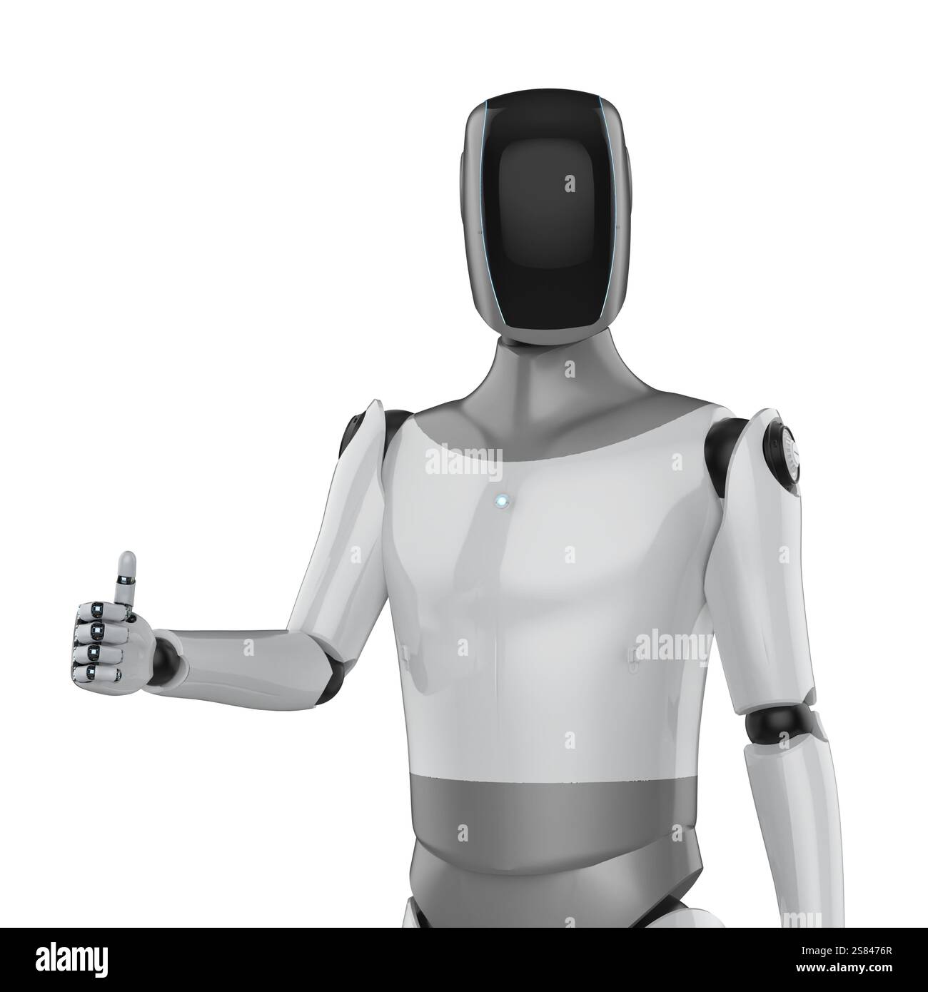 3d rendering humanoid robot or ai cyborg with black face thumb up ...