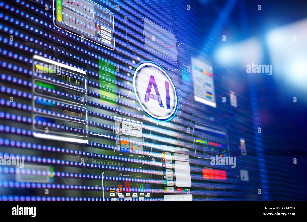 Ai digital graphic interface with colorful diagram and charts Stock ...