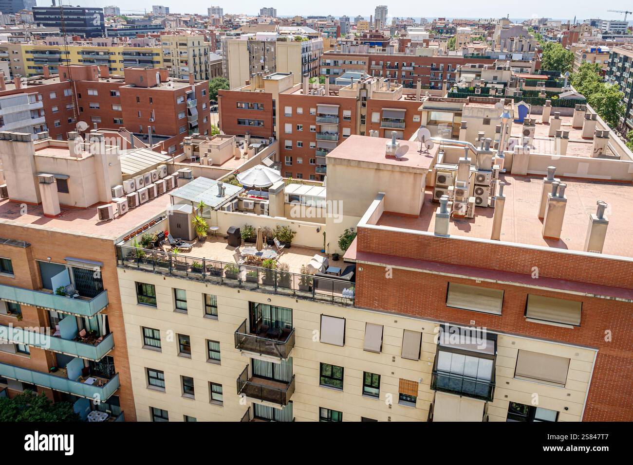Barcelona Spain Poblenou,Avinguda Diagonal,aerial overhead view from ...