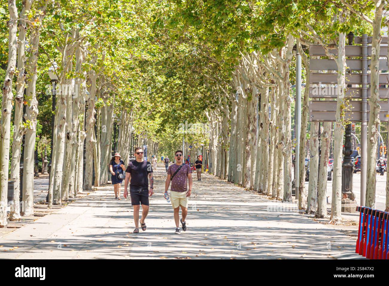 Barcelona Spain Les Corts,Avinguda Diagonal,men friends walking ...