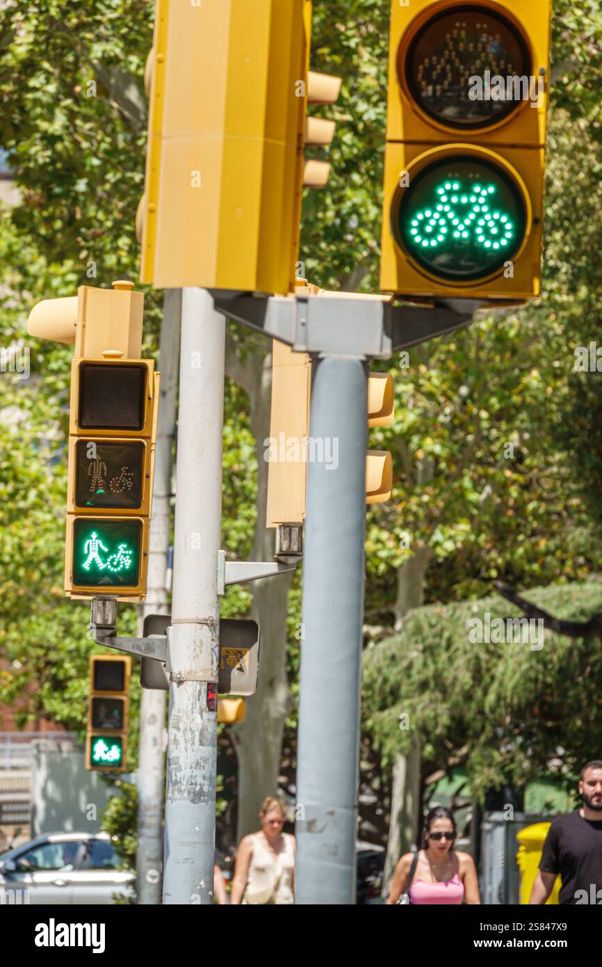 Barcelona Spain Les Corts,Avinguda Diagonal,bicycle traffic light,green ...