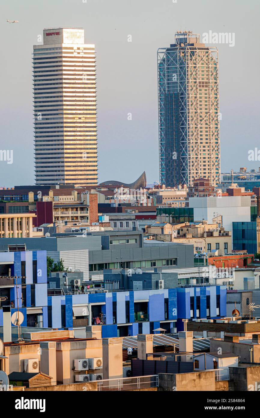Barcelona Spain Poblenou,Avinguda Diagonal,aerial overhead view from ...