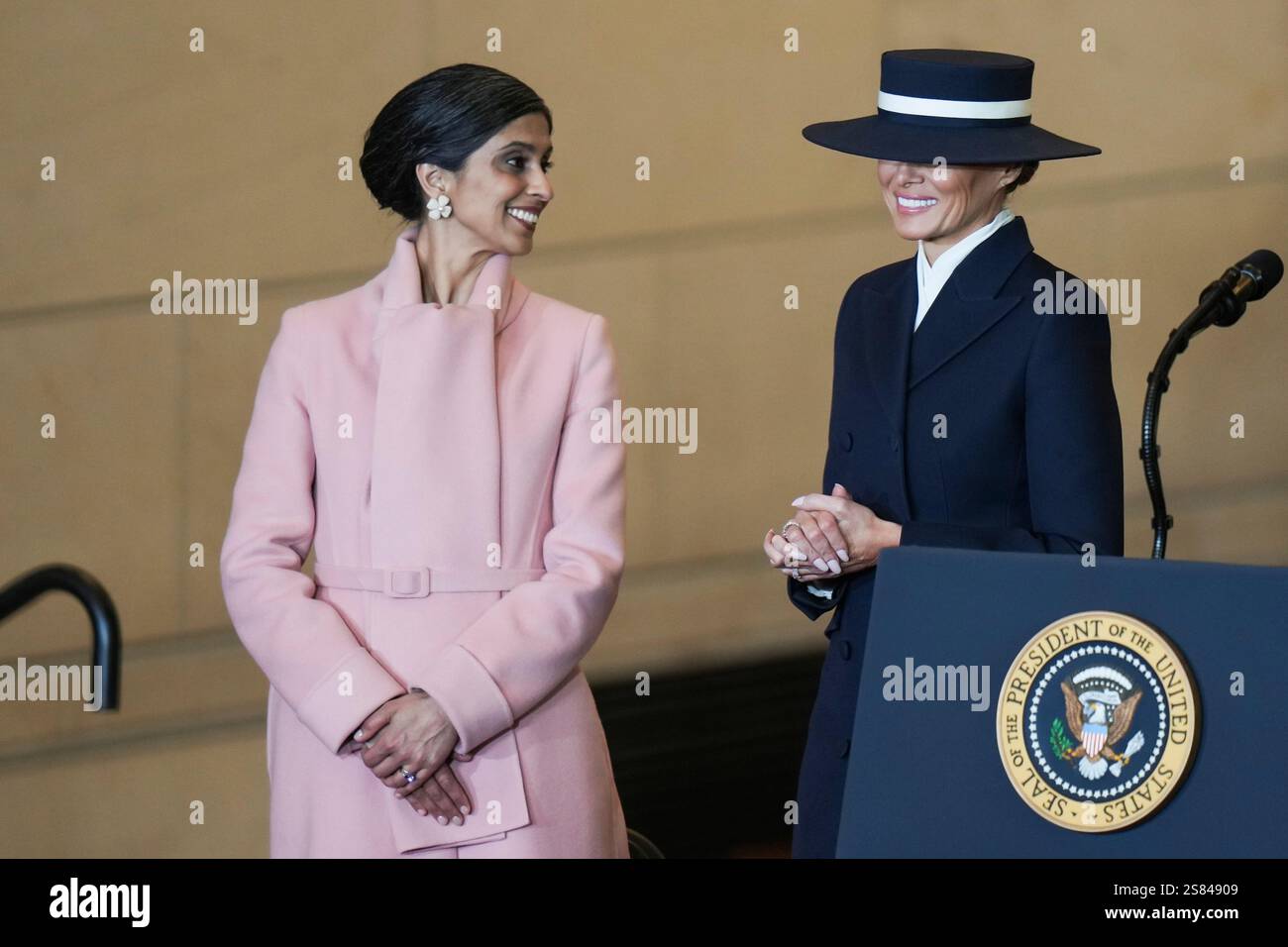 Usha Vance, left, and first lady Melania Trump stand at Emancipation ...