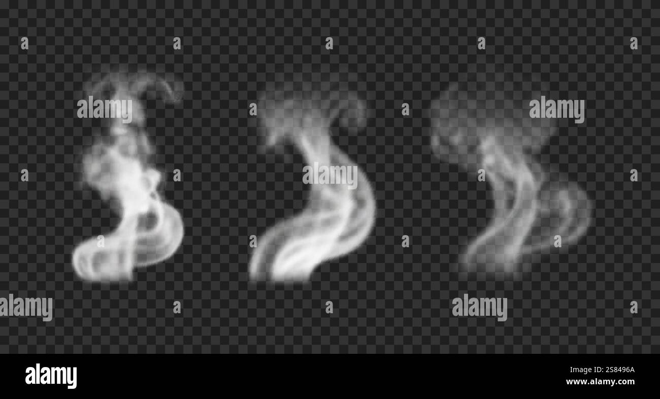 Set of wavy realistic smoke, steam, fog Stock Vector Image & Art - Alamy