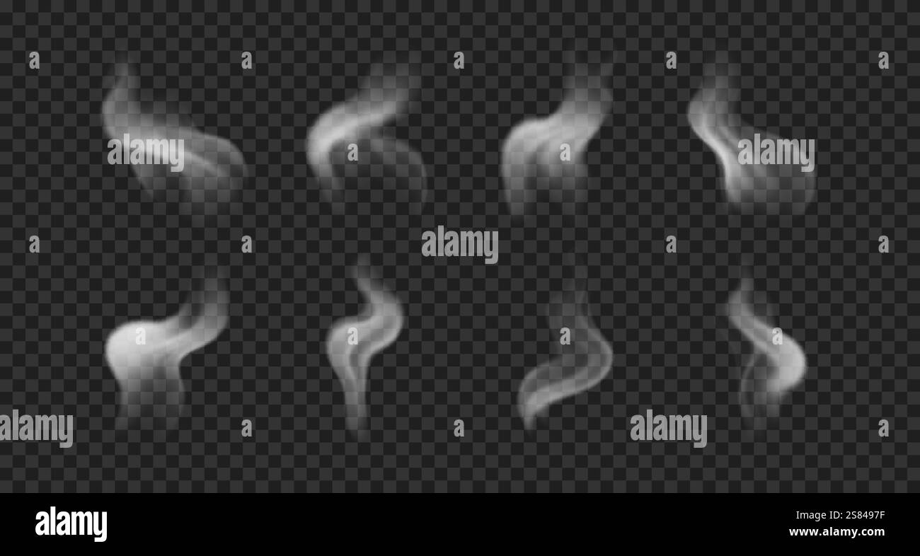 Vector realistic white wavy smoke, steam, haze Stock Vector Image & Art ...