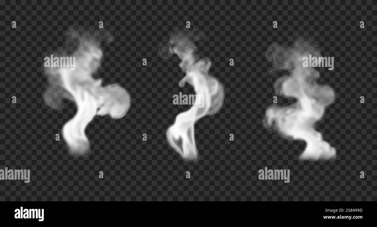 Set of vector realistic vapor, smoke from hot drinks, bbq, food Stock ...