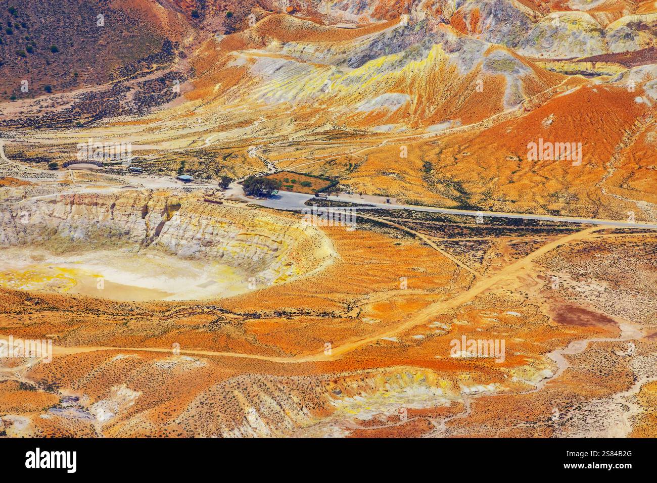 Nisyros volcano, high angle view, Nisyros Island, Dodecanese Islands ...