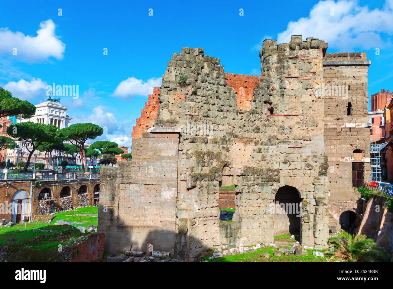 Ancient ruins in Rome, Italy, featuring weathered stone walls under a ...