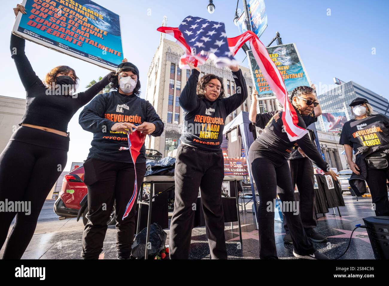 Los Angeles, United States. 20th Jan, 2025. Members of the Revcoms tear ...