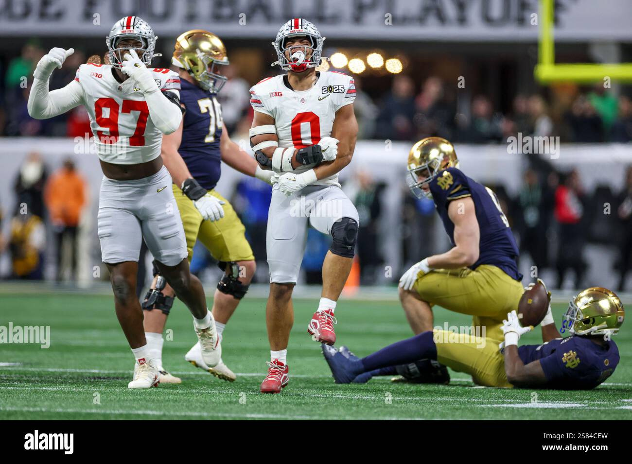 ATLANTA, GA - JANUARY 20: Defensive End Kenyatta Jackson Jr. #97 of the Ohio State Buckeyes and ...