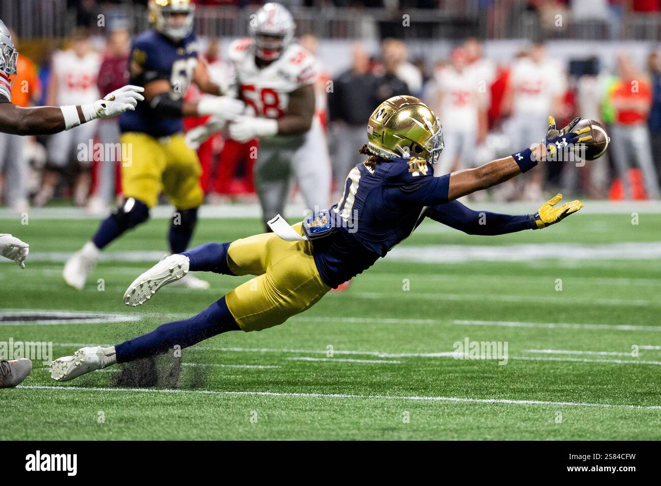 Atlanta, GA, USA. 20th Jan, 2025. Notre Dame wide receiver Deion Colzie ...