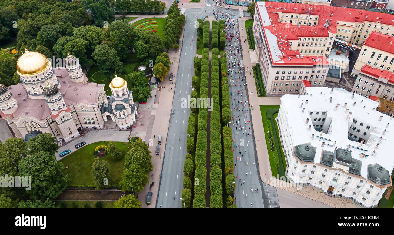 Aerial perspective of Riga, Latvia, featuring the Nativity of Christ ...