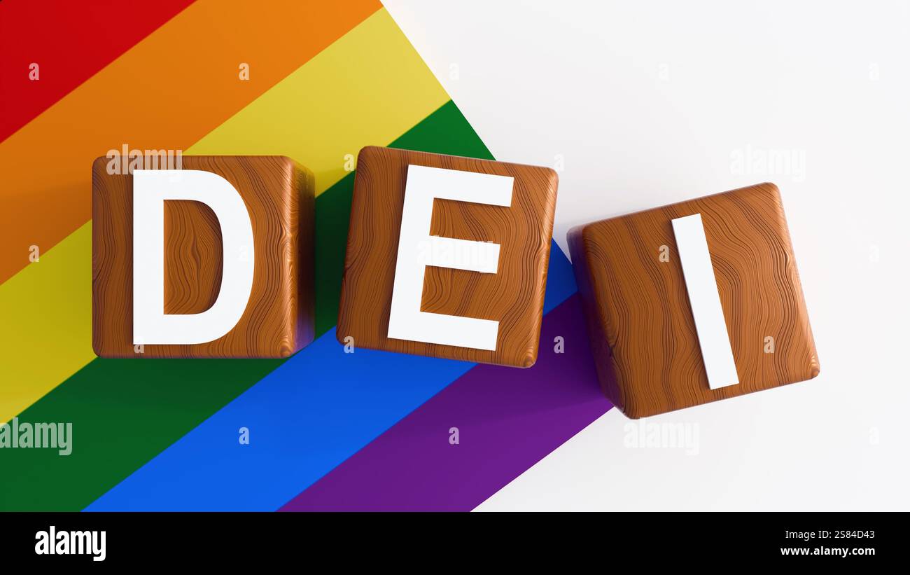 3d rendering of wooden blocks spelling "DEI" (Diversity, Equity, and ...