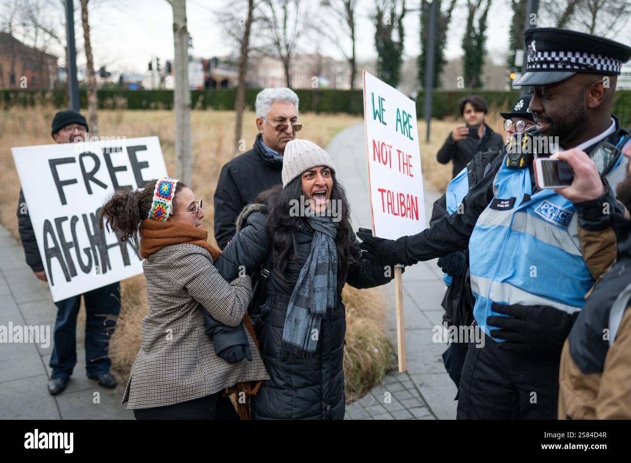 London, UK. 20th Jan, 2025. The police is seen intervening as a ...