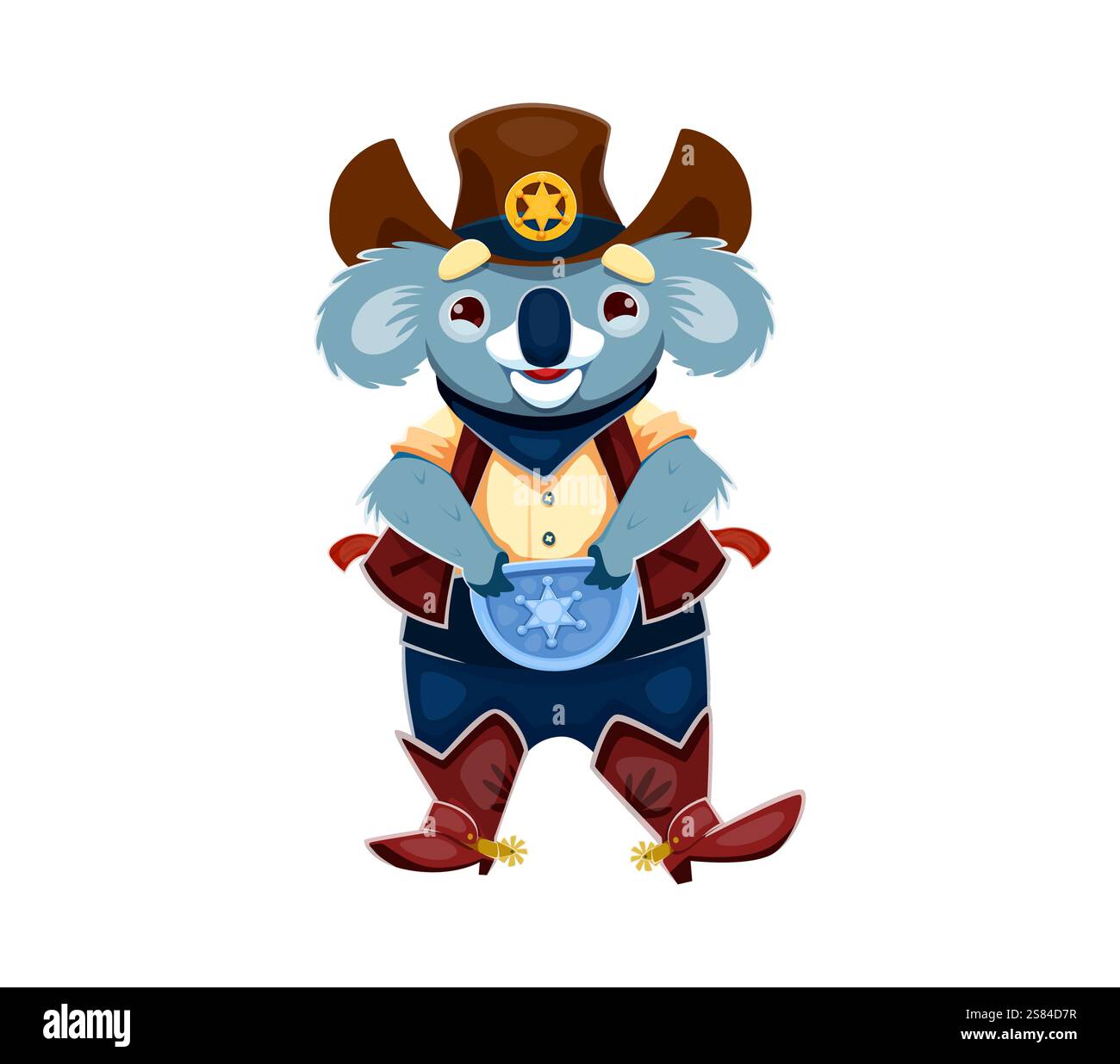 Cartoon koala wild west animal character dressed as a sheriff ...