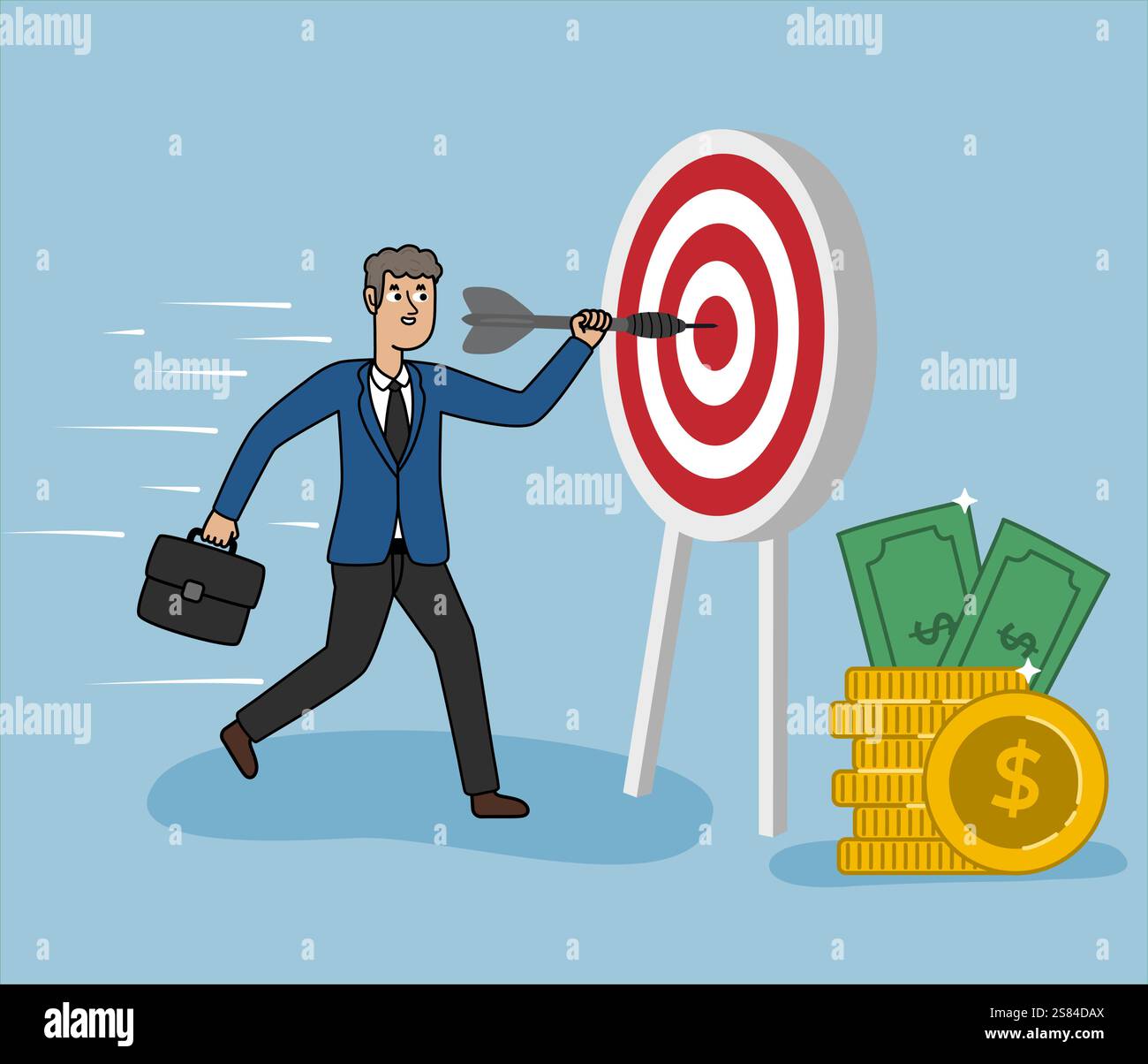 Illustration of business goal achievement, profit increase, business ...