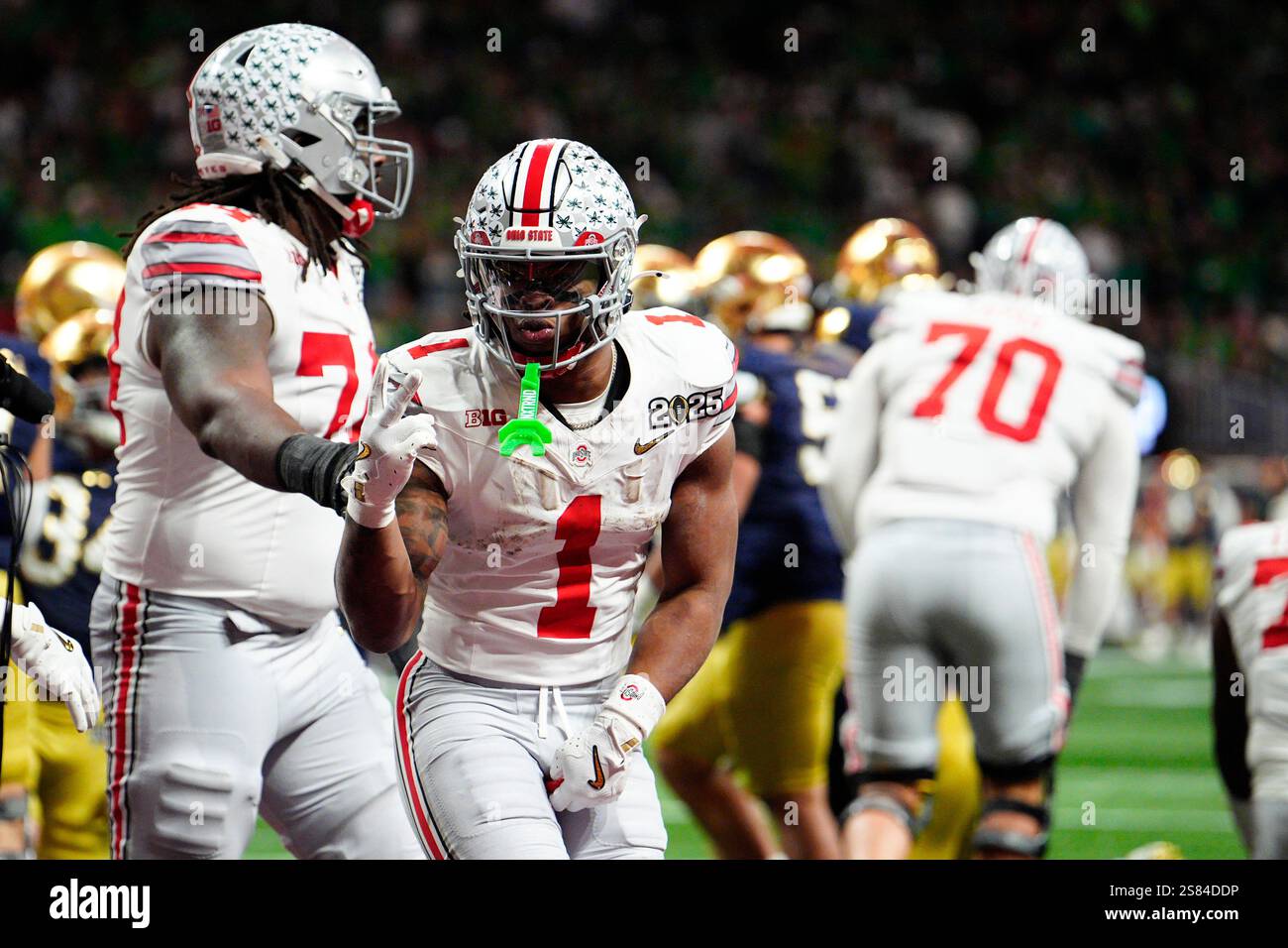 Ohio State running back Quinshon Judkins celebrates after scoring ...